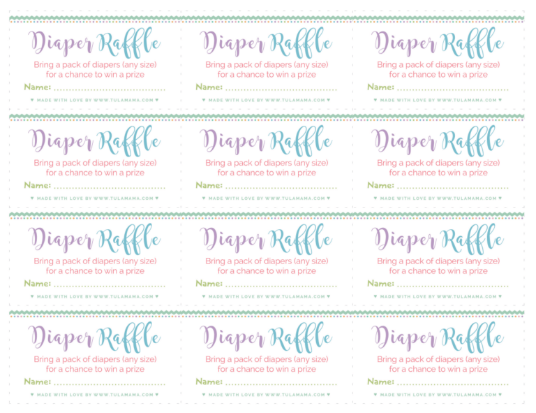 Free Printable Diaper and Wipe Raffle Tickets – FREE Printable