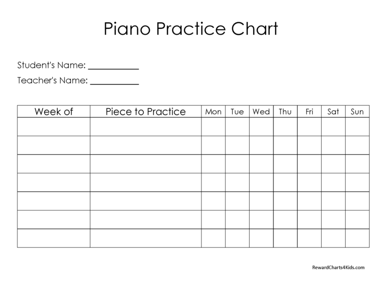 Free Printable Piano Practice Chart – FREE Printable