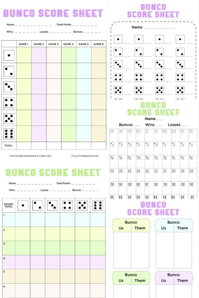Free Bunco Tally Sheets Printable – FREE Printable