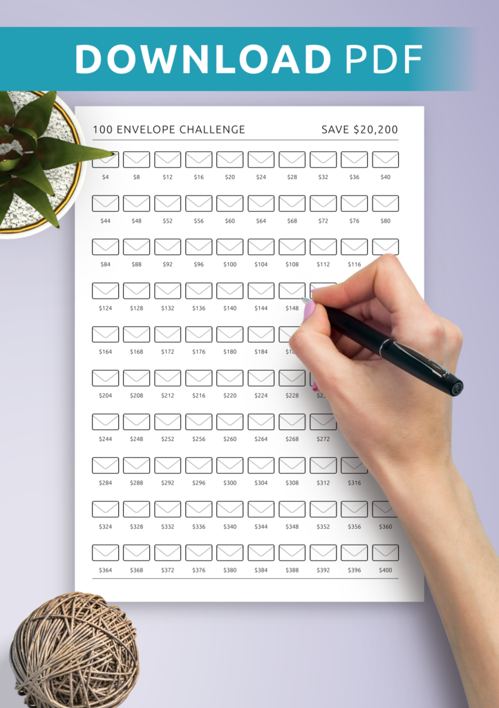 Free Printable 100 Envelope Challenge Printable – FREE Printable