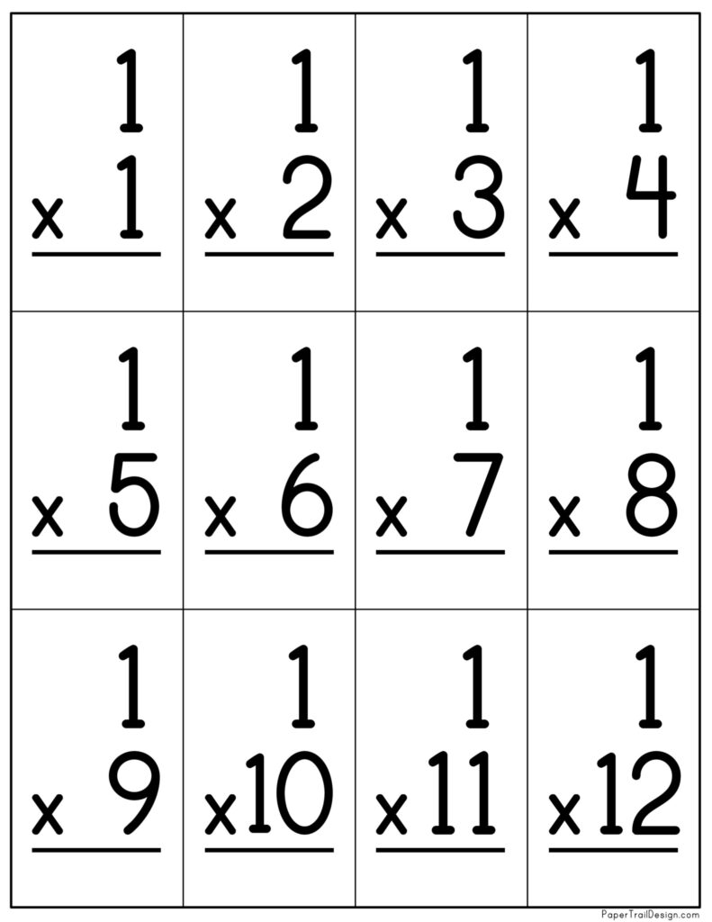 Printable 130 Free Printable Multiplication Flash Cards – FREE Printable