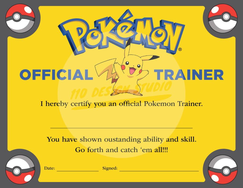 Pokemon Trainer Certificate Free Printable – FREE Printable