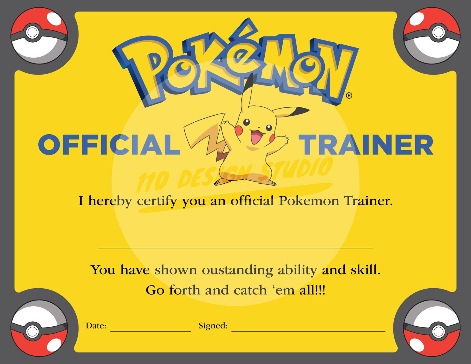 Pokemon Trainer Certificate Free Printable – FREE Printable