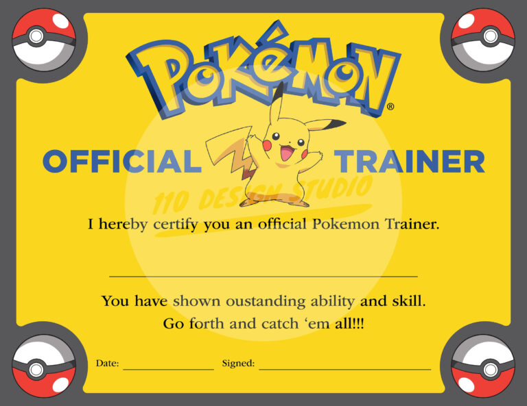 Pokemon Trainer Certificate Free Printable – FREE Printable