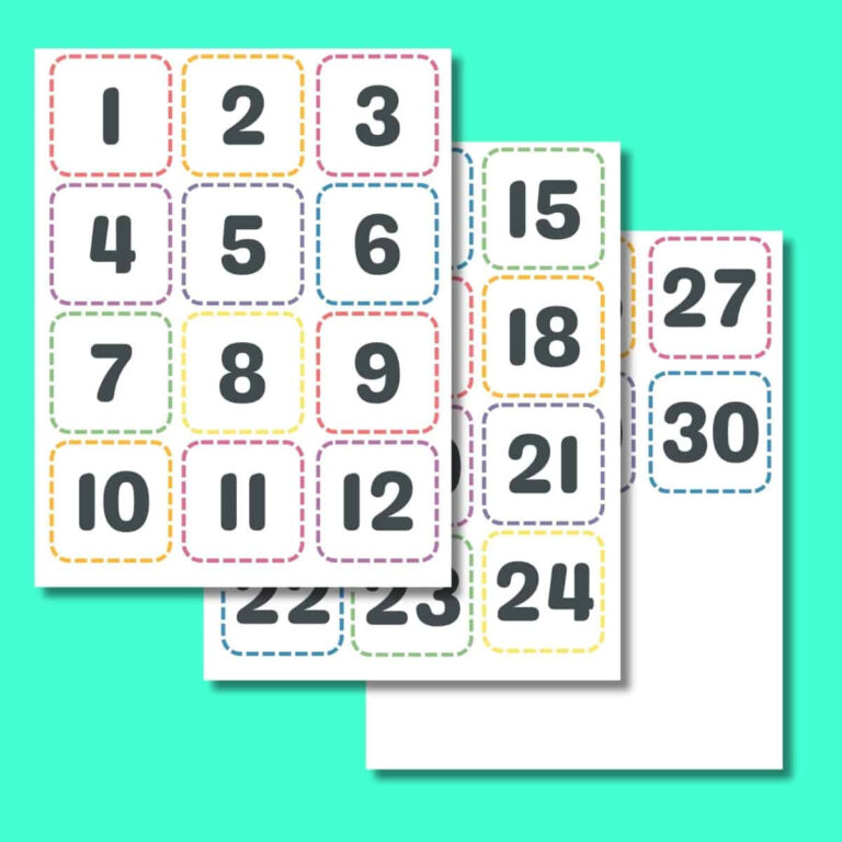 Free Printable Calendar Numbers 1-31 – FREE Printable